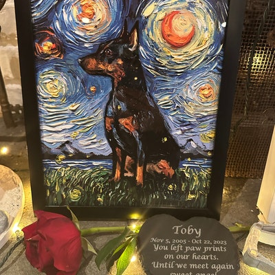 Brown Goldendoodle Art Starry Night Art Print Dog Art by Aja - Etsy