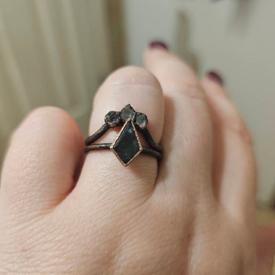 Black Tibetan Quartz Point Ring Black Multi Crystal Ring - Etsy