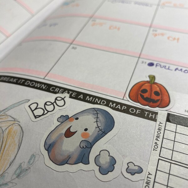 Halloween/spooky Theme Sticker Sheet for Planner and Bullet Journal ...
