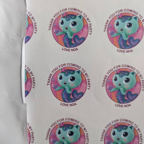 24 X Personalised Gabbys Dollhouse Birthday Party/sweet Cone Stickers ...