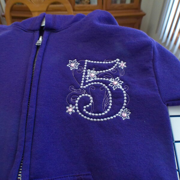 Frozen Swirls Birthday Number FIVE 5 With Wide Pearl Stitch Machine ...