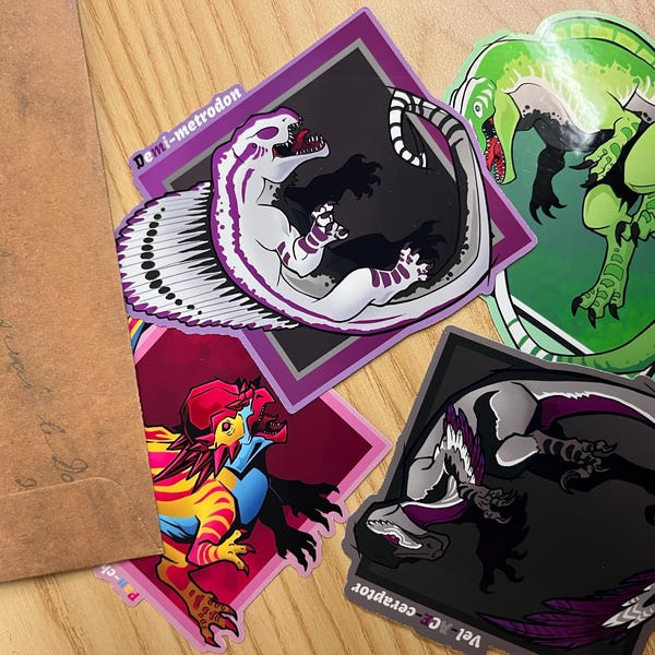 Aesthetic Dinosaur Paleo Art Vinyl Sticker Collection: Carnotaurus ...