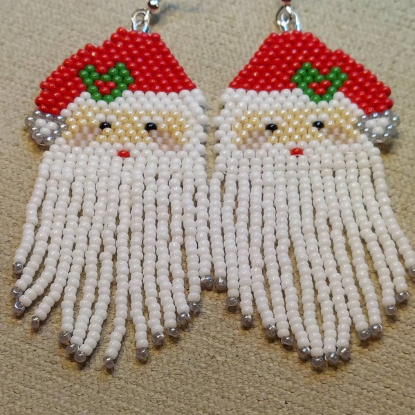 Santa Earrings Pattern Christmas Brick Stitch Earrings Dangle Pattern ...