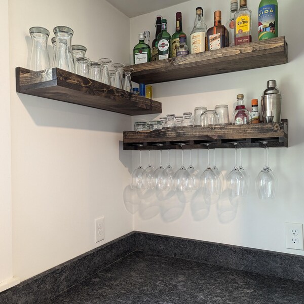 Wood Wine Rack Shelves | the Ryan | Wall Mounted Shelf & Hanging ...