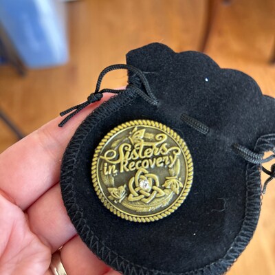 NA Pink Glitter Bling Medallion W Pink Crystals yrs 1-45 Recovery ...