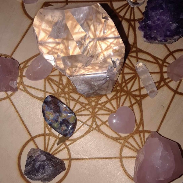 Metatron's Cube Crystal Grid Board, Wood Crystal Grid Board, Sacred ...
