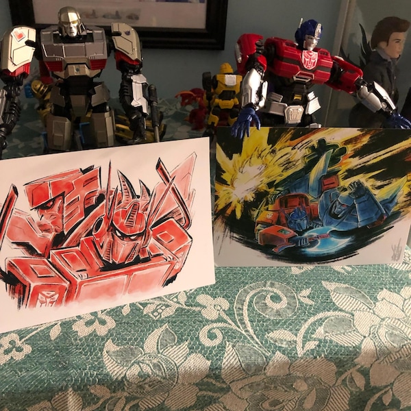 TF Megatron Optimus Prime Megop Earthspark Art Print 13x19 - War for ...