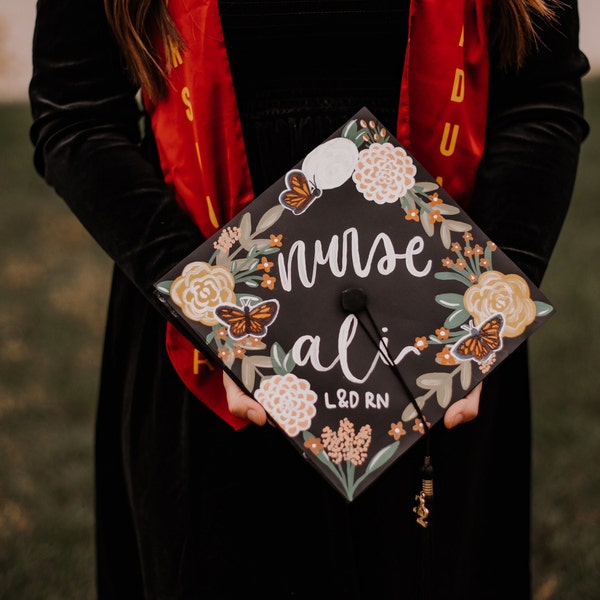 Hand Painted Grad Cap Toppers | Fully Custom - Etsy
