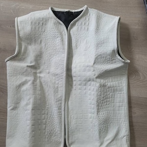 Men's Alligator Embossed Leather Vest, Motorcycle Style Biker Custom ...