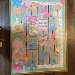 Biblical Affirmation He is Risen Easter Bulletin Board Kit - Etsy