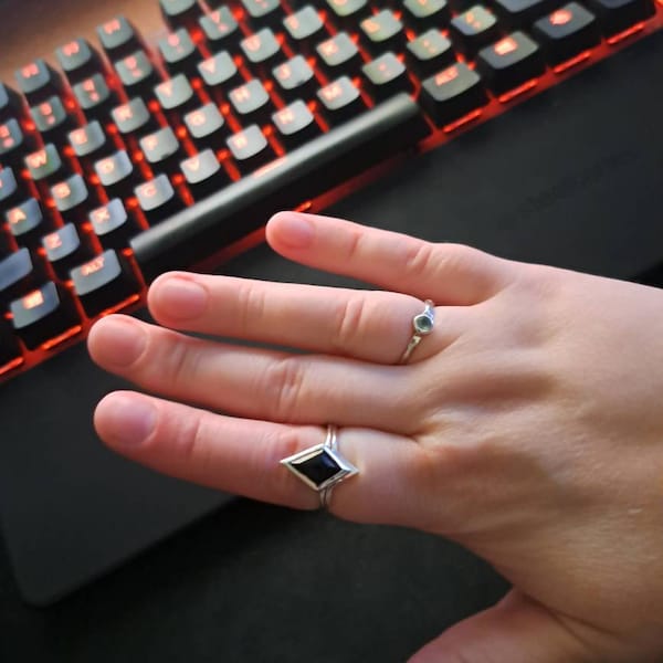 Men Onyx Rings/ Squircle Onyx Ring/ Black Onyx Signet/ Silver Onyx Men ...