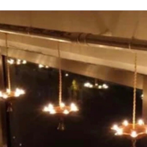 Traditional Indian Hanging Diya With Brass Bell at Base - Set of 10 ...