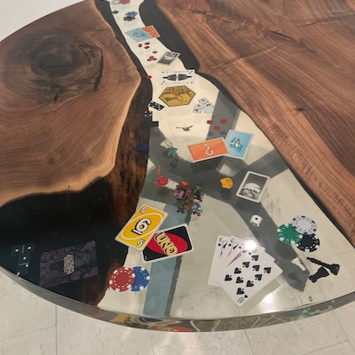 Custom Order Diameter Walnut Clear Round Epoxy Table-dining Table-poker ...