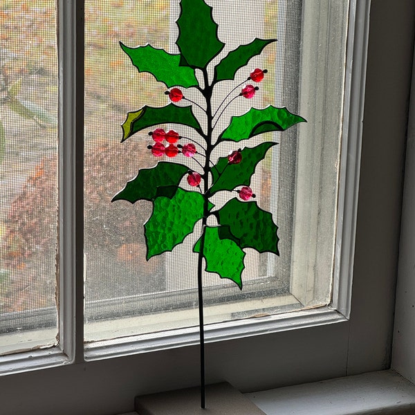 Stained Glass Mistletoe Table Decor Suncatcher Christmas Flowers ...