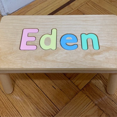 Name Puzzle Step Stool Bench Birthday Gift Wood Personalized Puzzle ...