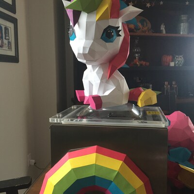 Papercraft 3D Unicorn on Clouds & Rainbow PDF,SVG Template for DIY ...