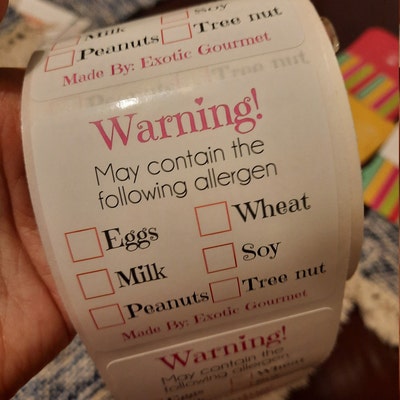 Square Allergen Warning Label,allergen Stickers,food Allergies,warning ...