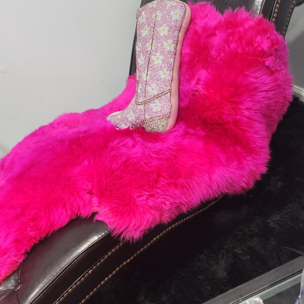 Genuine Natural Amarant Pink Sheepskin Rug Sheepskin Throw Scandinavian ...