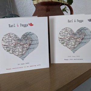 Special Location Map Card Personalised Anniversary Card | Etsy UK