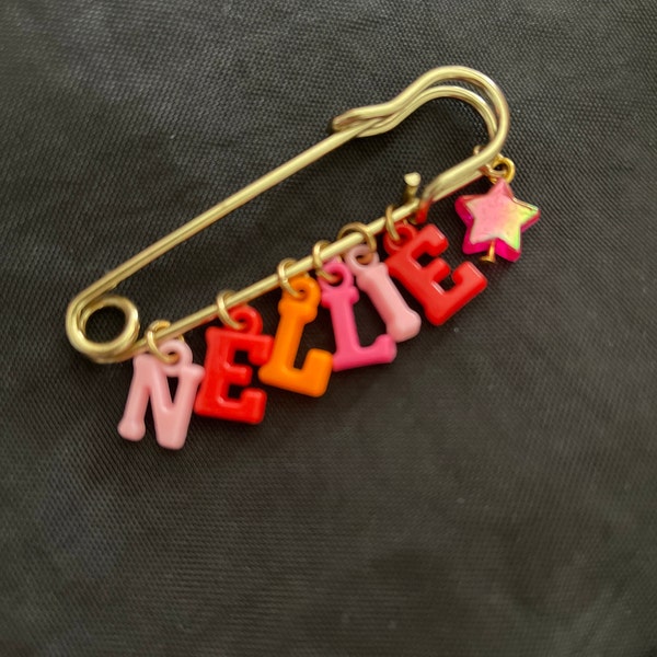 Custom Name Pin, Heavy Duty Gold Safety Pin, Personalized Brooch ...