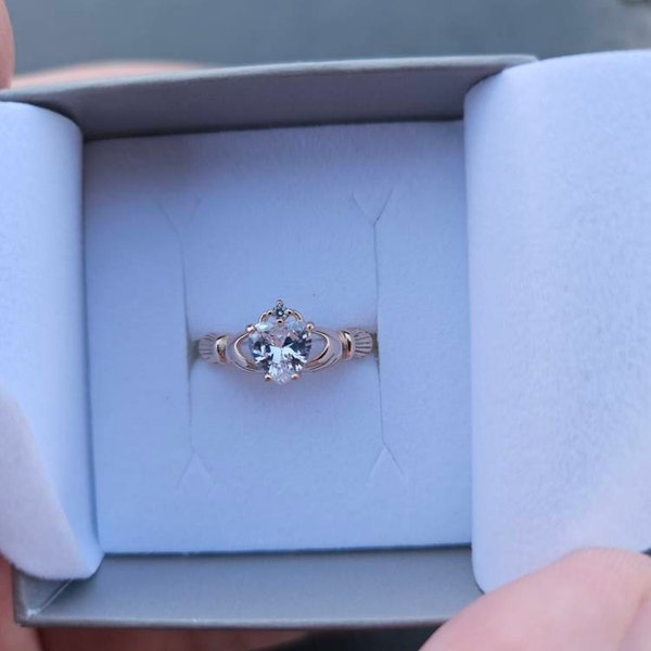 Irish Claddagh Promise Ring, Heart Simulated Diamond Accent Claddagh ...