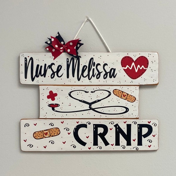 1 PIECE SIGN Nurse Sign Wall Art Door Hanger Plaque Wood Wooden ...
