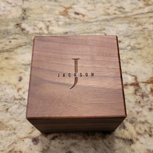 Engraved Wood Watch & Glass Top Walnut Gift Box Mens 5th Anniversary ...