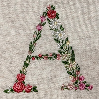 Machine Embroidery LETTER A Uppercase 9,6cm/3.80 Tall Dainty Floral ...