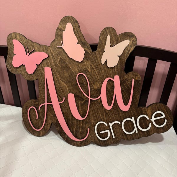 Butterfly Name Sign, Nursery Name Sign, Butterfly Nursery Decor, Name ...
