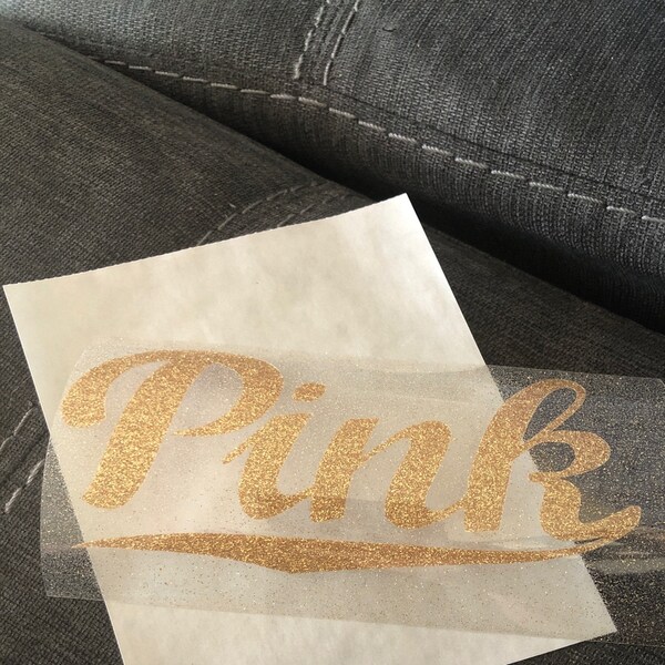 VS Pink Cursive Inspired Iron on Vinyl Decal Heat Transfer - Etsy