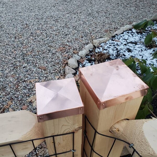 Solid Copper 4x4 Post Cap, Bronze Patina, Metal Post Cap, Decorative ...