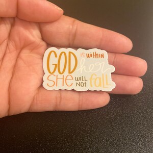 Christian Sticker God is Within Her, She Will Not Fall Decal Bible ...