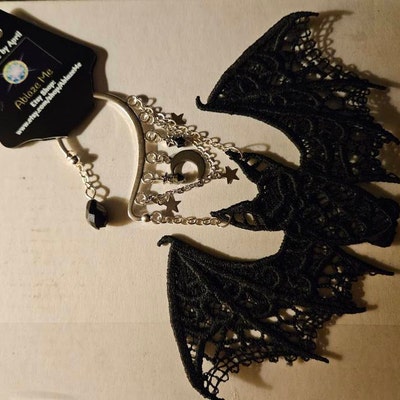 Black Quartz Raven Moon Ear Cuff, Bird Skull Ear Cuff, Gothic Ear Cuff ...