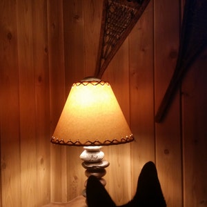 The Little Sawtooth Mountain Log Table Lamp W/rawhide Shade | Etsy