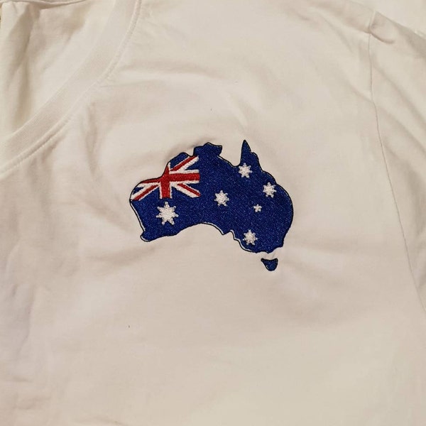 Australia Shape With Australian Flag Inside Filled Machine Embroidery ...