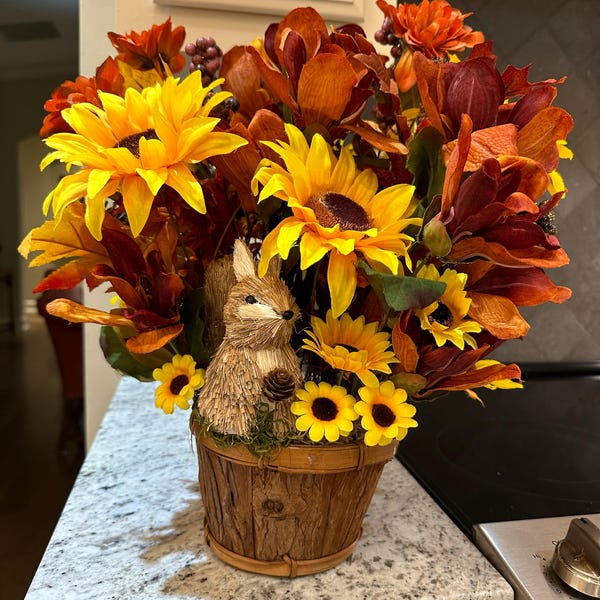 Floral Arrangement for Her in a Small White Bucket Cute Rabbits and ...