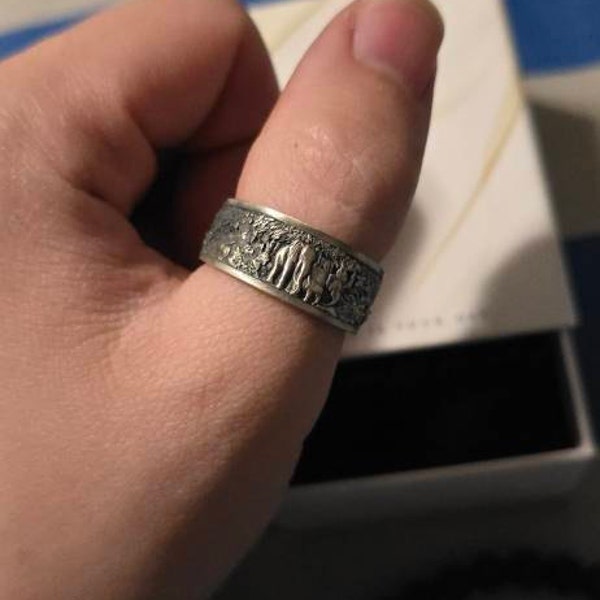 Christian Sacred Heart Signet Ring With Cross for Religious Gift ...