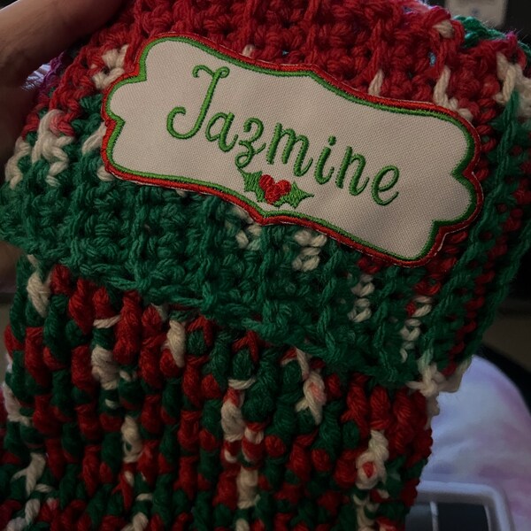 Christmas Stocking NAME PATCH - 5" X 2" Custom Personalized Iron on or ...