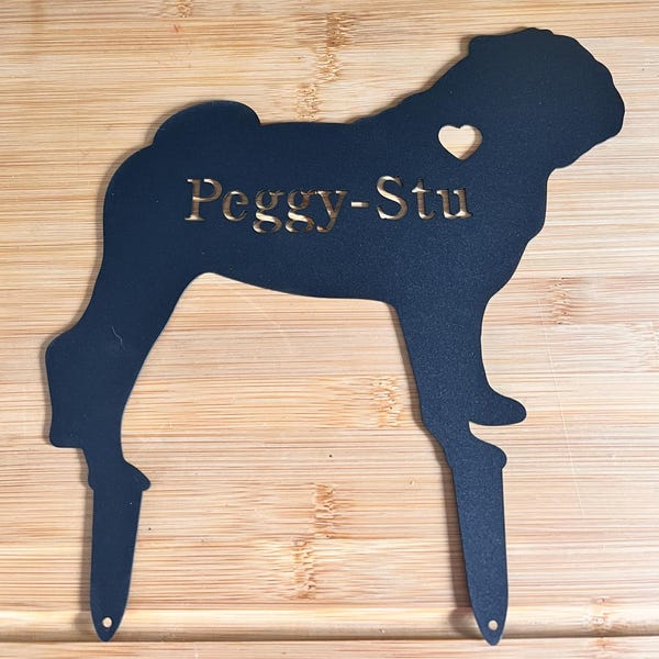 Metal Pug Grave Marker Bouledogue Pug Yard/lawn Decor Pug Memorial Gift ...