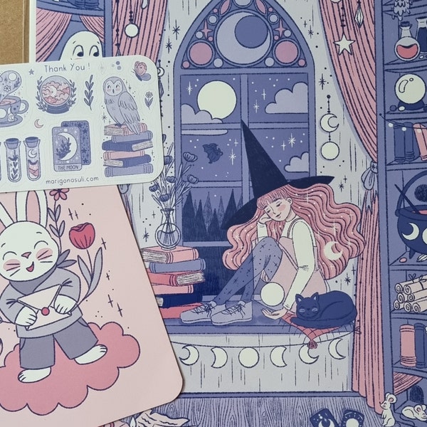 Astronomy Witch Art Print | Poster, Digital Illustration, Artwork ...