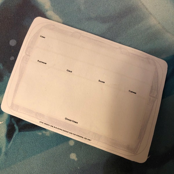 Treasure Cards | Printable Fillable PDF| Dungeons and Dragons 5e ...