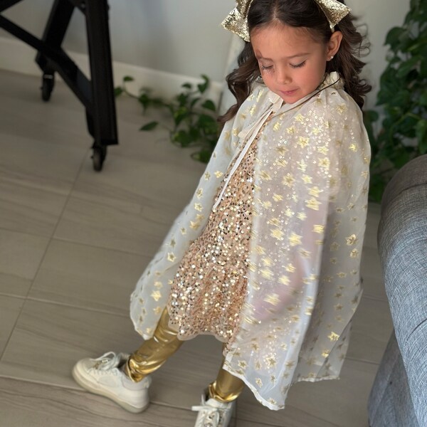 Golden Star Cape for Halloween, Kids and Girls Cape, Party Outfit ...