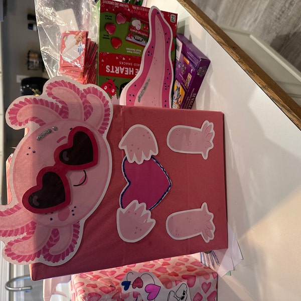Axolotl Valentine Box Kit | Printable DIY Mailbox for Valentine's Day ...