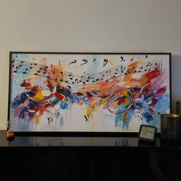 Abstract Colorful Notes Hand Painted Oil Painting, Creative Pattern ...