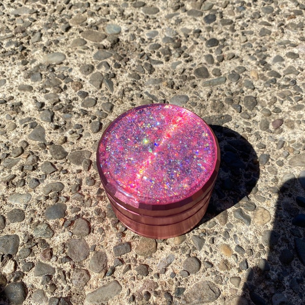 Custom Herb Grinder - 2.5” Pink Rose Gold or Black Holographic Grinder ...