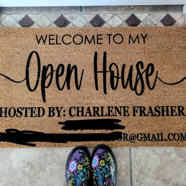 Doormat Welcome to Our Happy Place Welcome Mat New House Homeowner ...