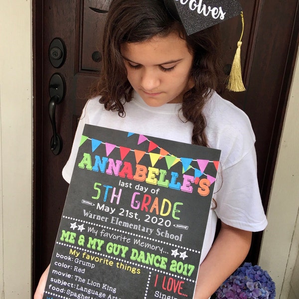 Rainbow First Day of School Sign, First Day of School Chalkboard, Back ...