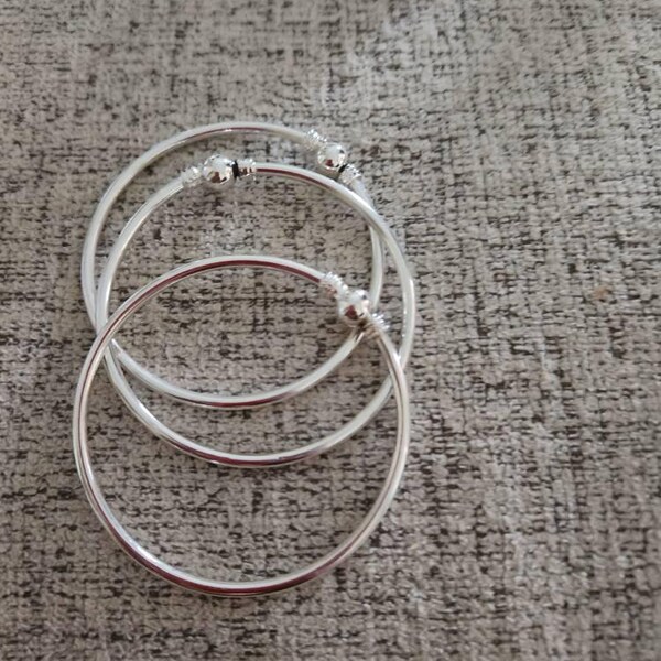 Stacking Bangle in Sterling Silver, Sterling Silver Bangle Set, Set of 10 Bangles Thin Stacking ...