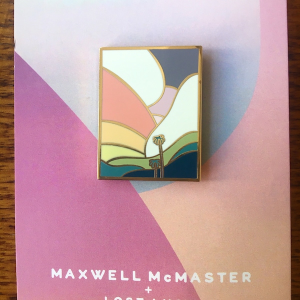Palm Tree Sunset Enamel Lapel Pin / Los Angeles California Gift ...