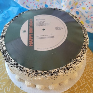 Custom Edible Vinyl Record Cake Topper. LP Edible Image for Round Cakes ...